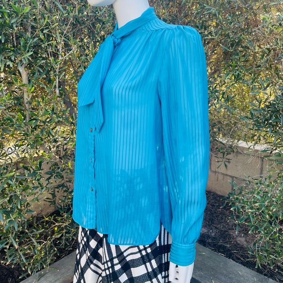 Evan Picone | Tops | Evanpicone Blue Blouse With Tie Around Neck | Poshmark